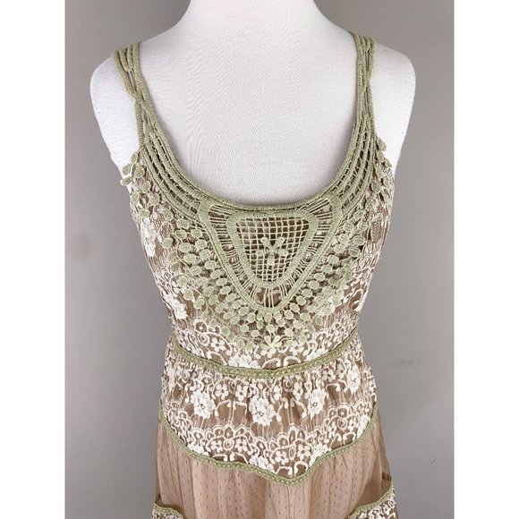 Maude | Dresses | Maude Sleeveless Sheer Lace Brown Ivory Dress Small ...